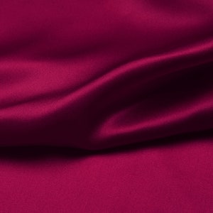 Pure Color Silk Deep Rose Red Fabric Stretch Silk Satin Designer Fabric ...
