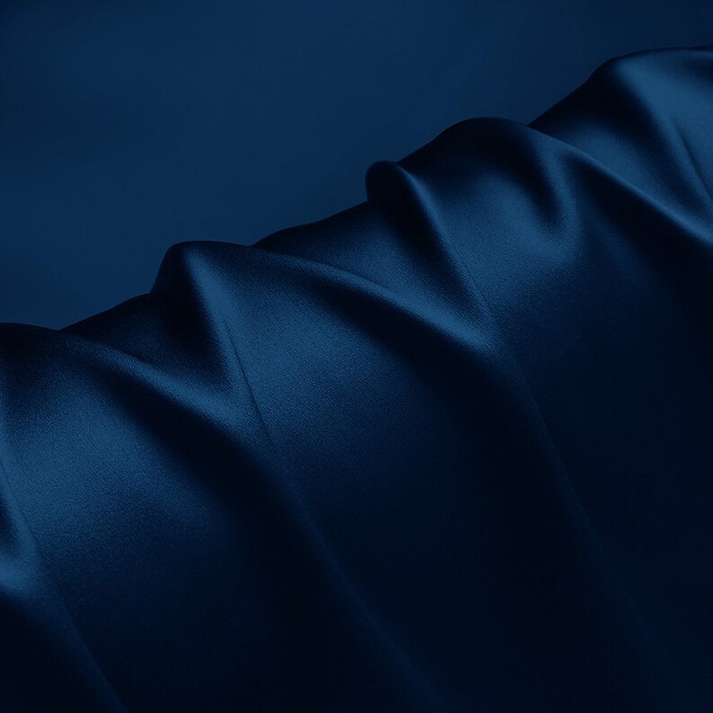 Pure Color Silk Navy Blue Fabric Stretch Silk Satin Designer | Etsy