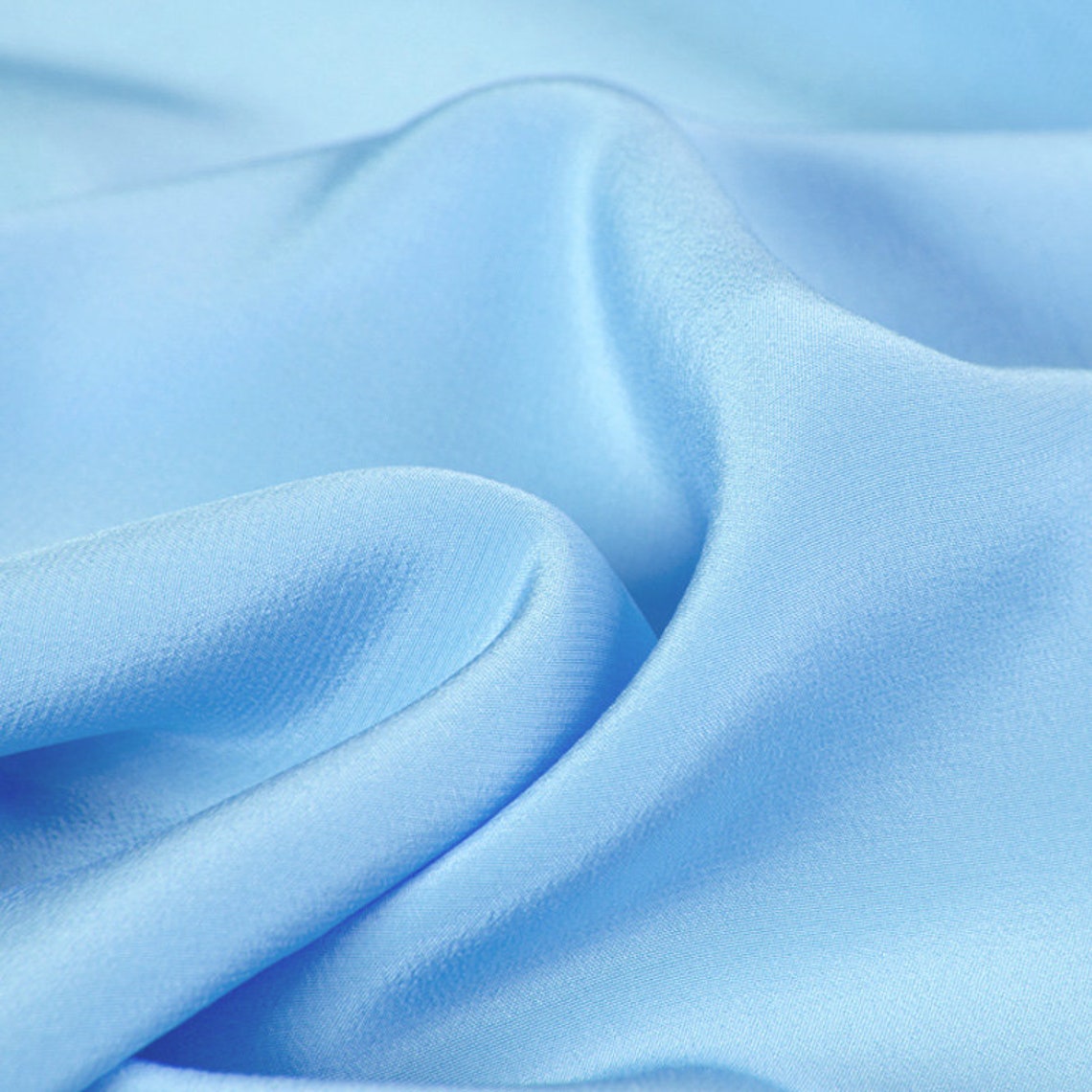 Pure Silk Light Blue Fabric 100% Silk Crepe De Chine Fabric Width 44 ...