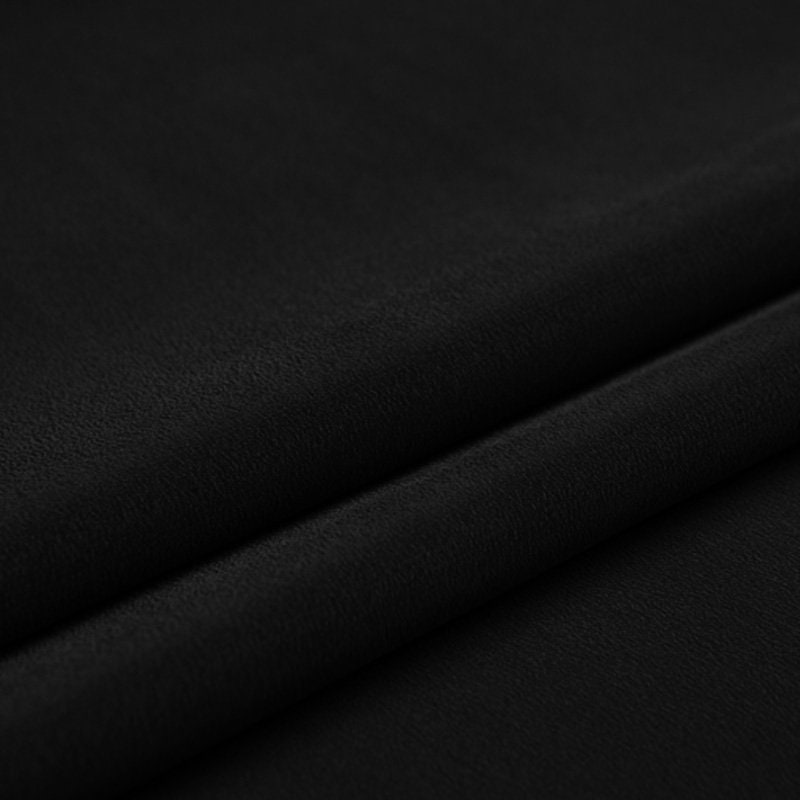 Pure Silk Pure Black Fabric100% Silk Crepe De Chine Fabric Width 44 ...