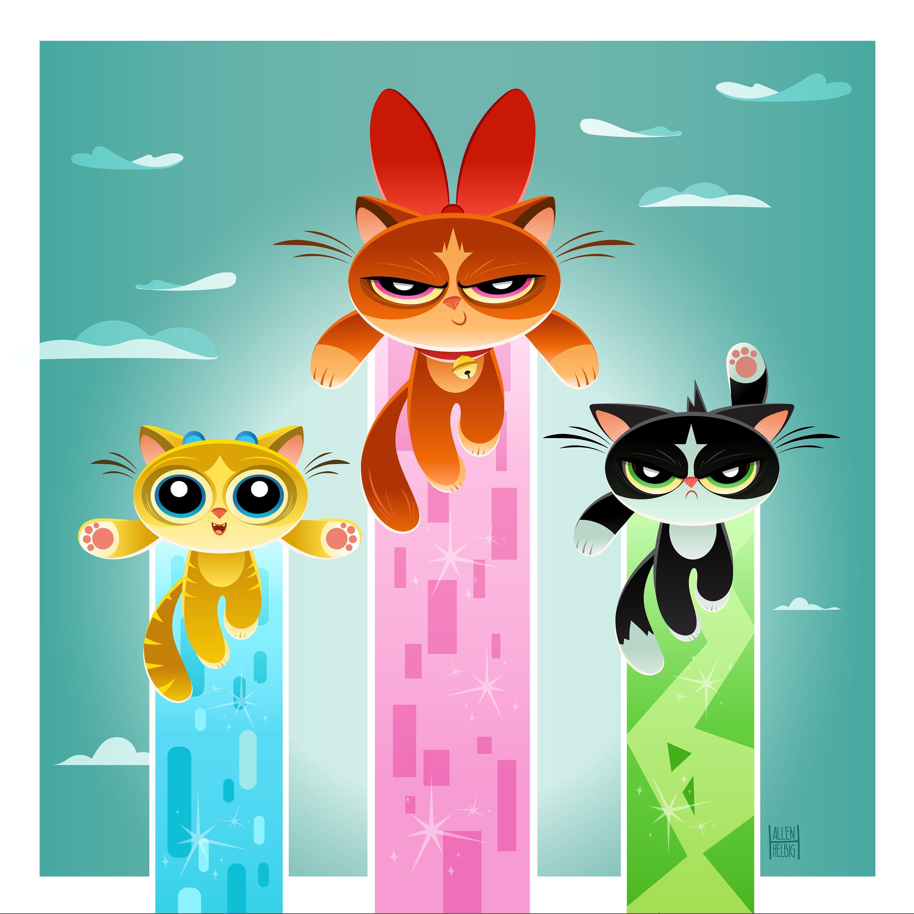 Powerpuff Cats Print - Etsy