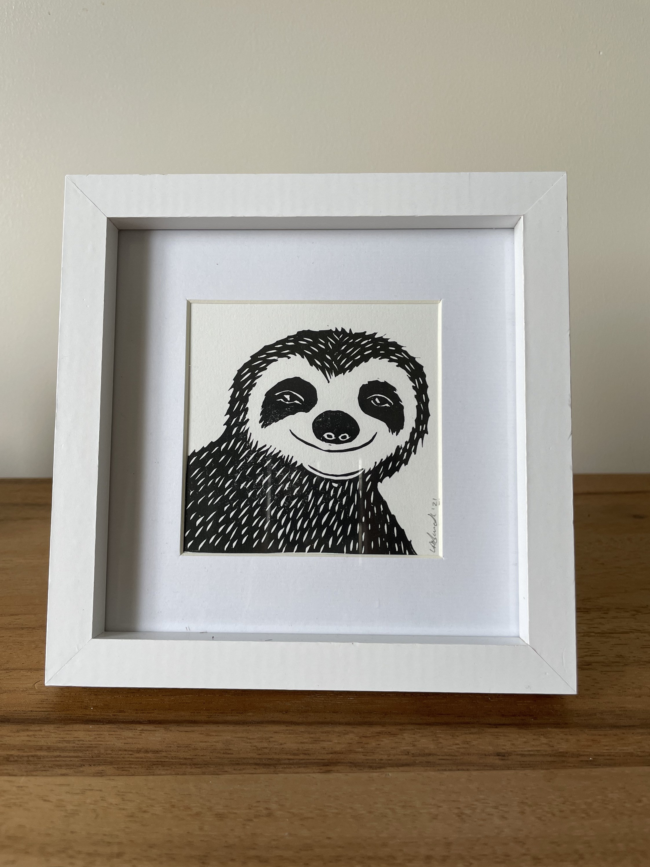 Sloth Lino Print Unframed - Etsy