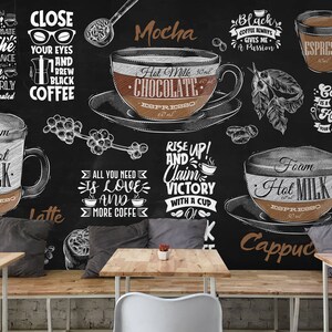 Customizable Coffee Shop Mural: Cafe Chalkboard Peel and Stick ...