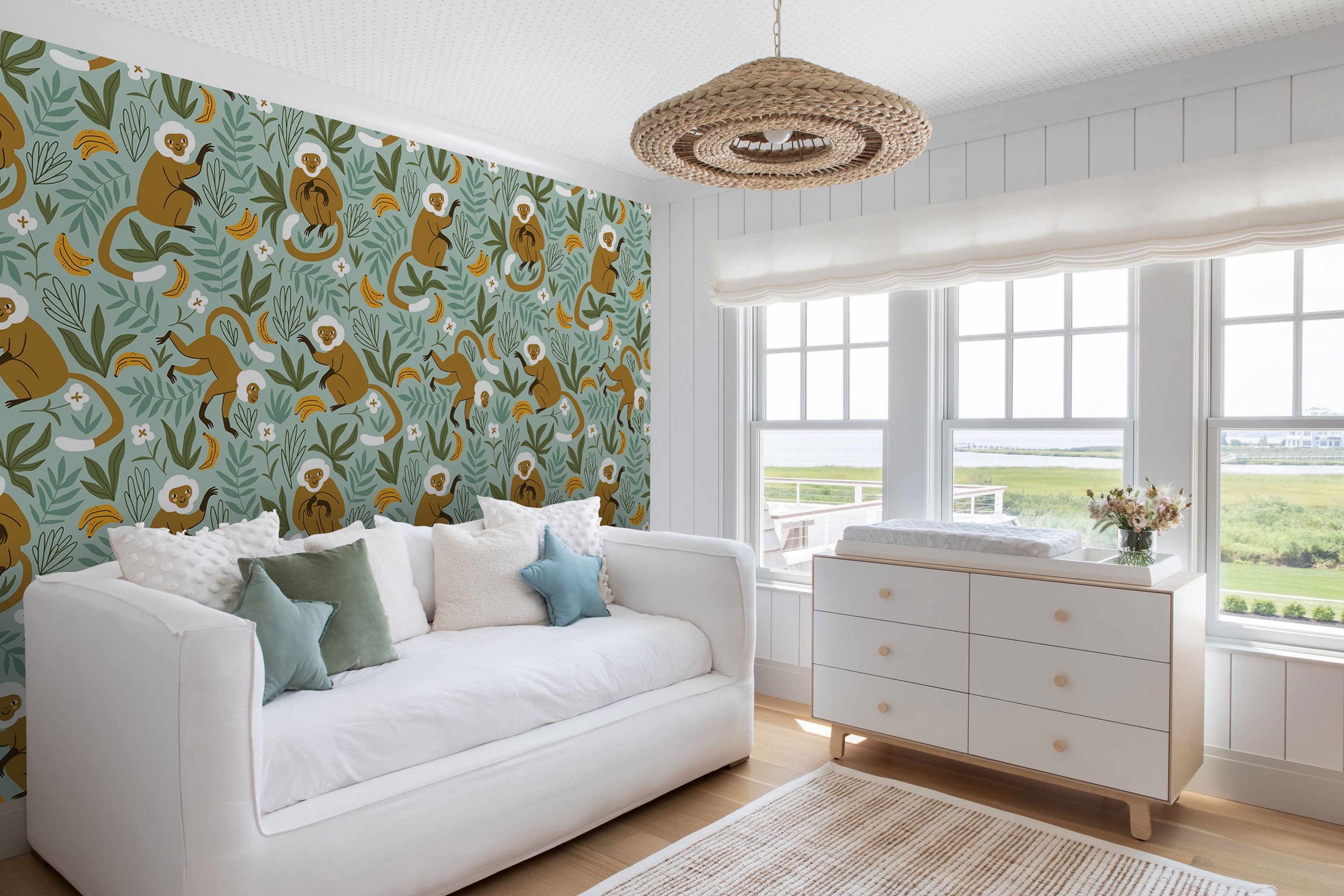 Monkey Nursery Room Wallpaper Animal Print for Kids Room Wall - Etsy