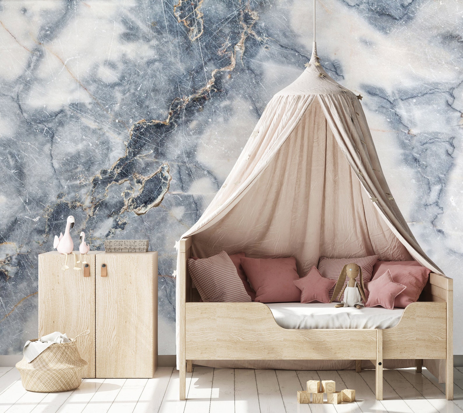 Marble Wallpaper Laundry Room Wallpaper Blue Wallpaper - Etsy