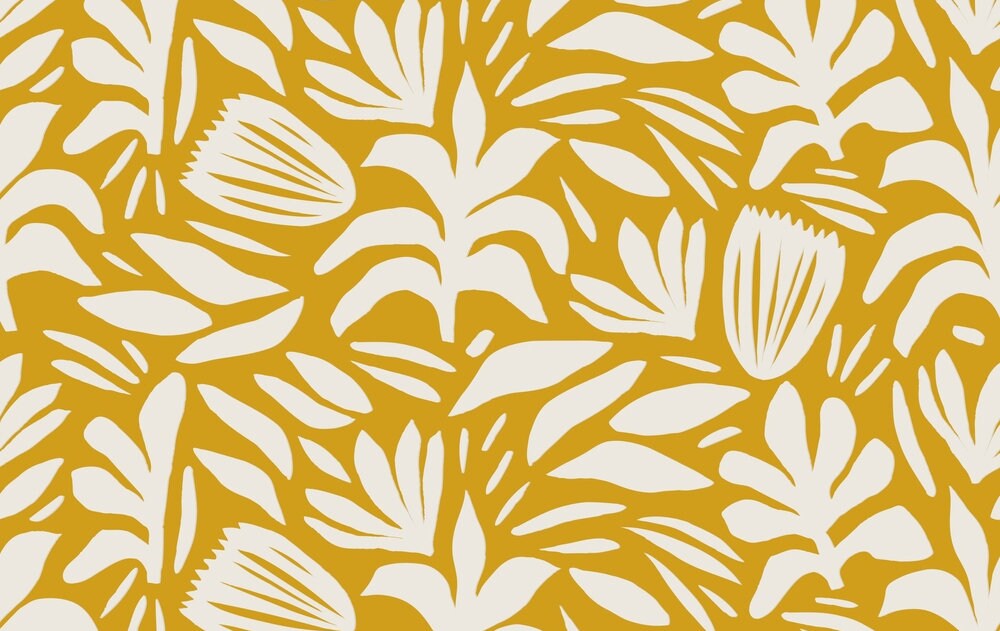 Abstract Yellow Leaves Living Room Wallpaper, Floral Wall Mural - Etsy