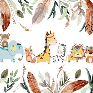 Boho Animal Nursery Wallpaper: Tropical Leaves, Peel and Stick - Etsy
