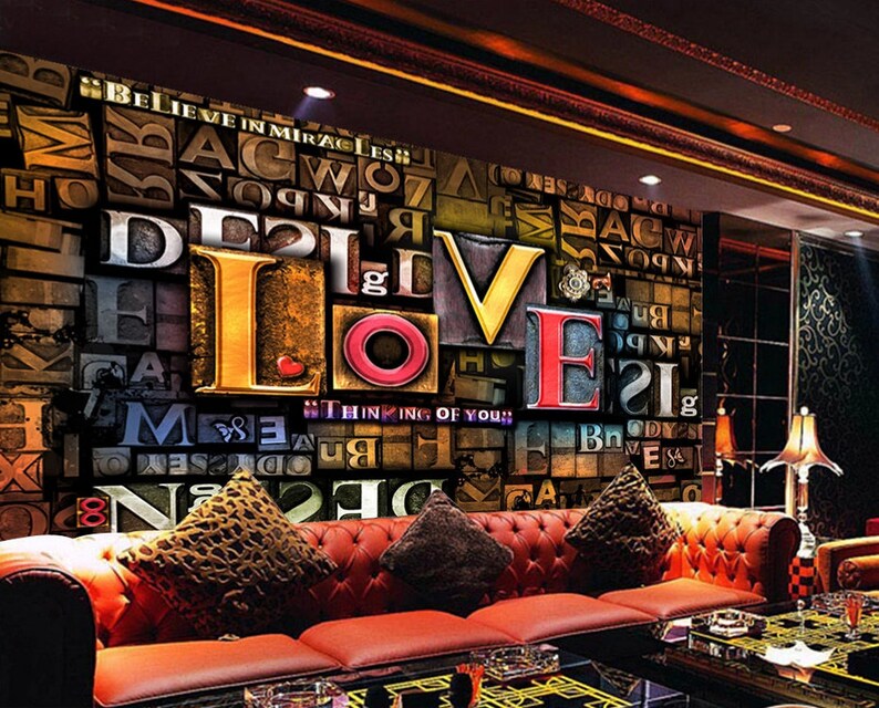 Colorful Typography Wallpaper Alphabet Love Wording Relief - Etsy