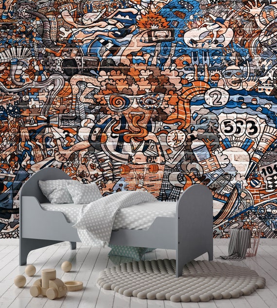 Graffiti Brick Wall Background Drawing