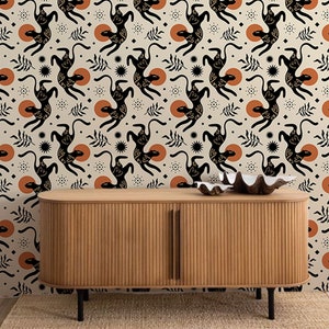 Boho Leopard Wallpaper - Boho Wall Mural for Living Room - Beige Wall ...