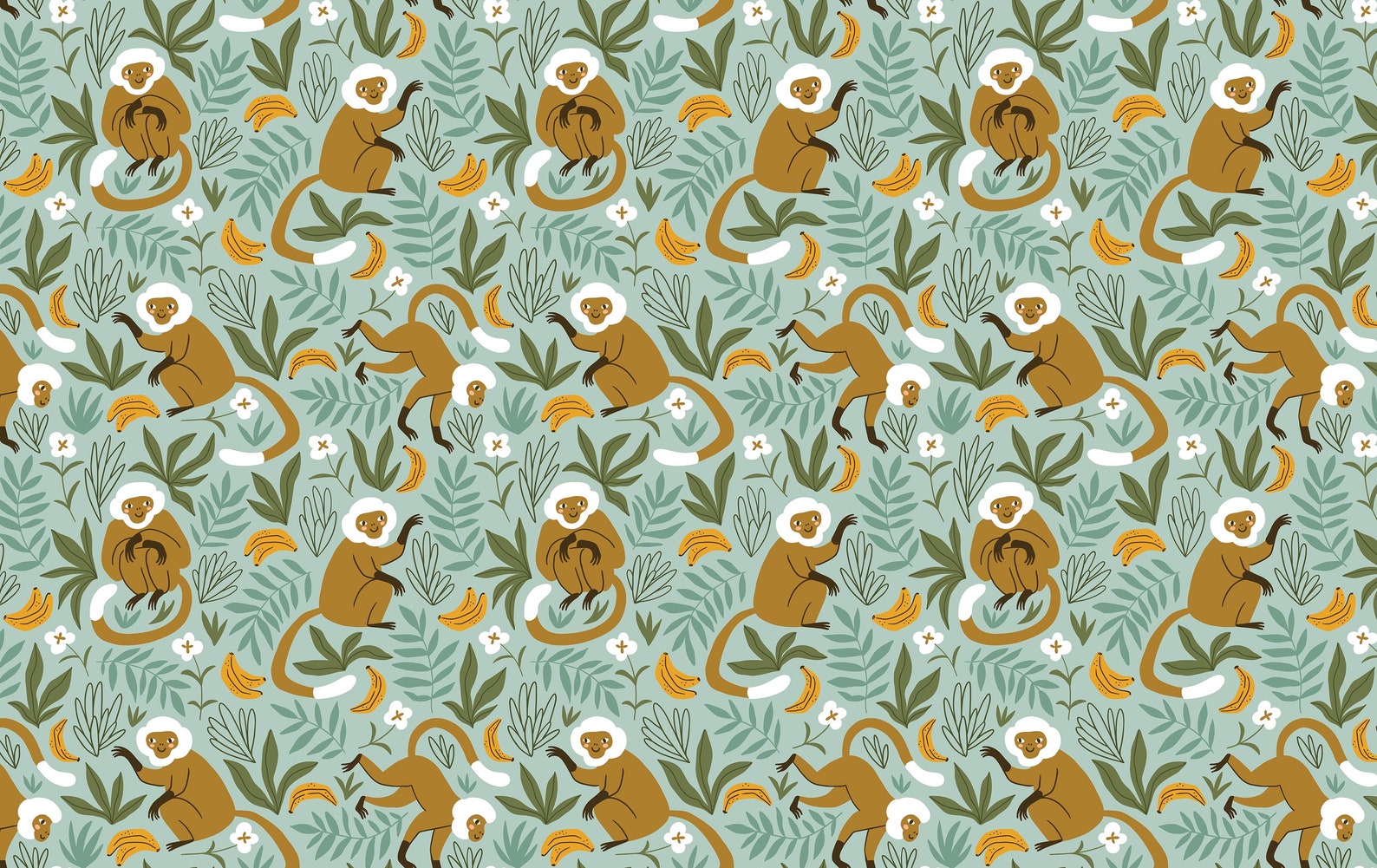 Monkey Nursery Room Wallpaper Animal Print for Kids Room Wall - Etsy