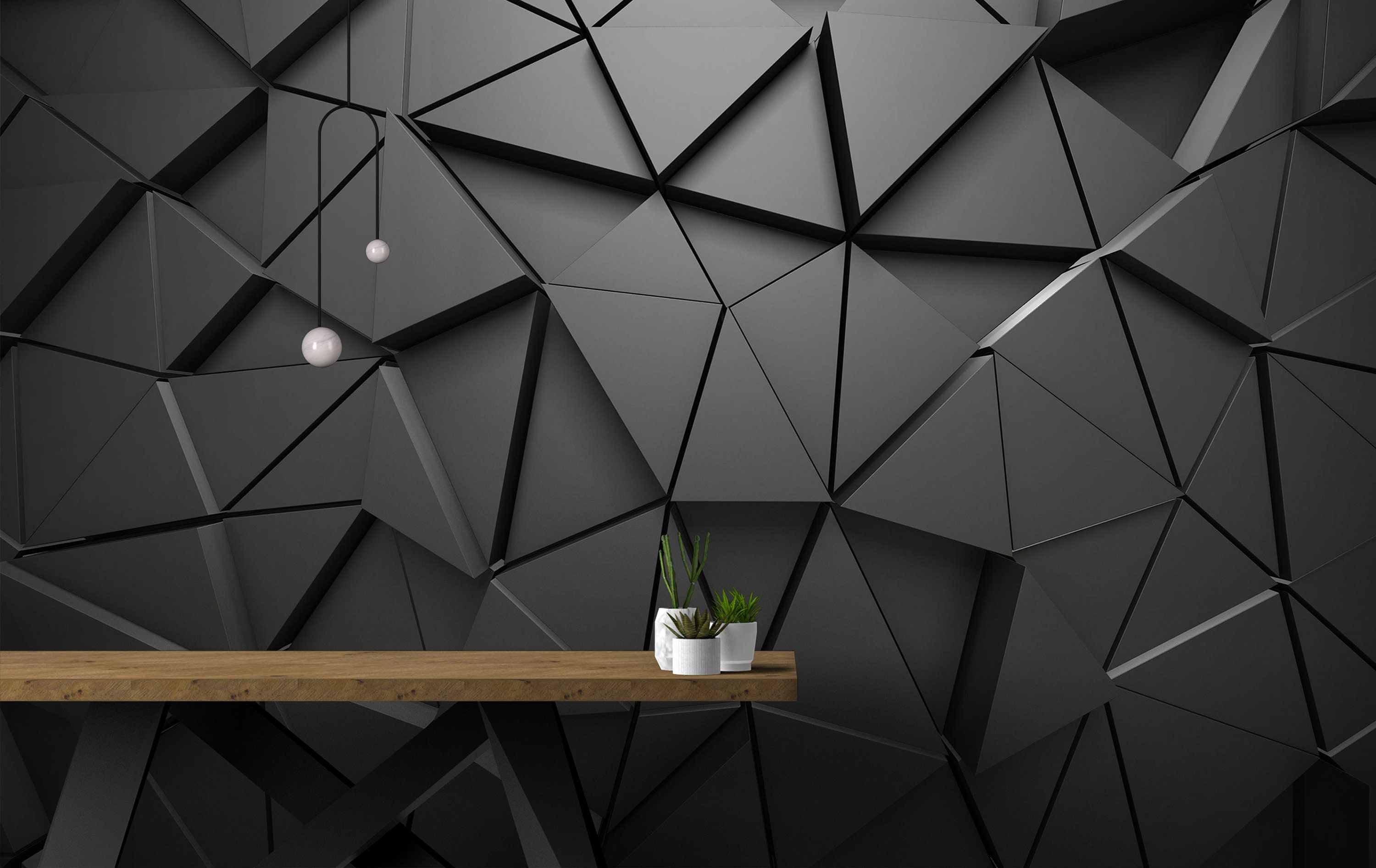 Abstract Dark Geometric Shapes Wallpaper Living Room Wallmural | Etsy