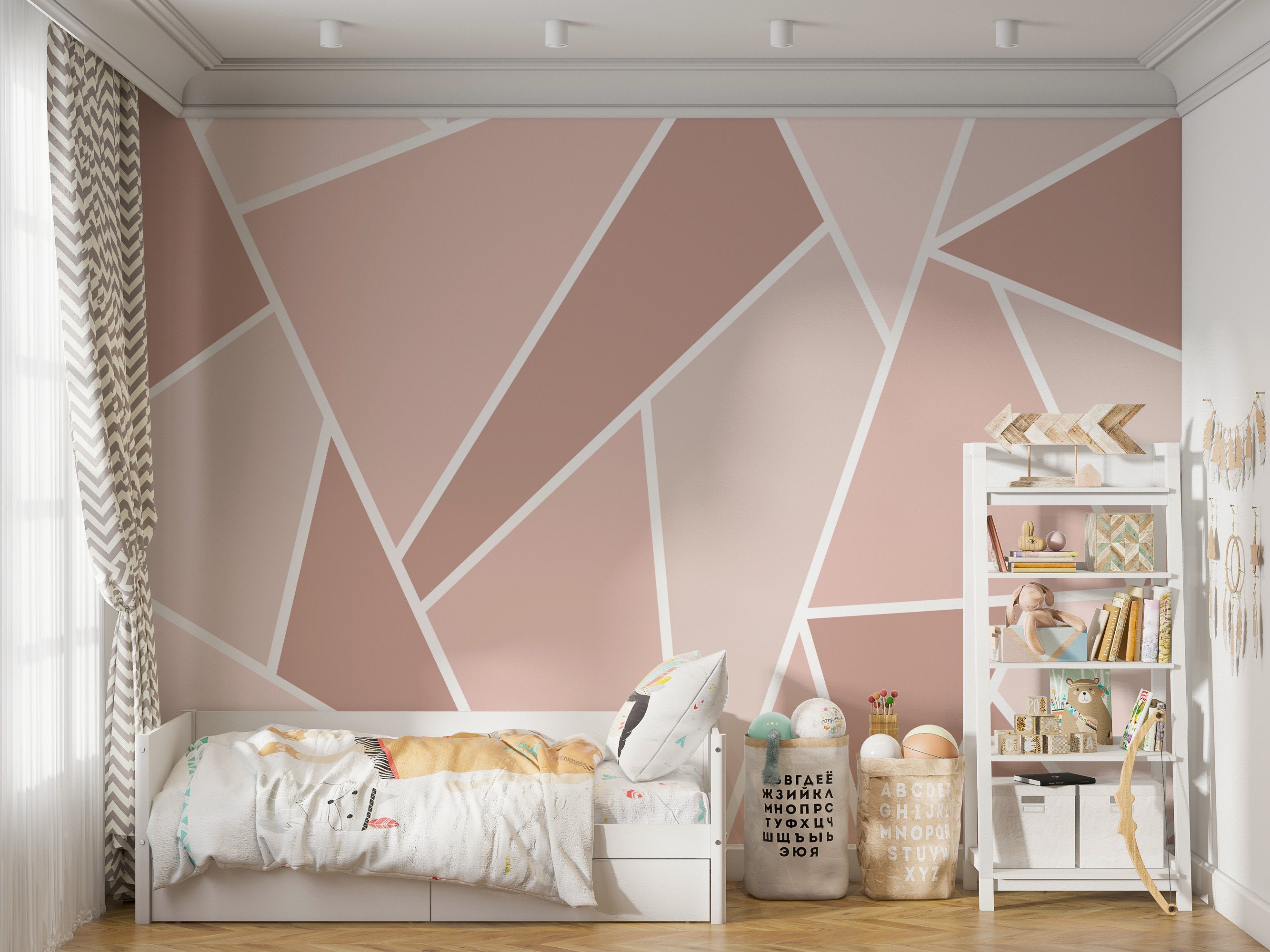 Blush Nursery Wallpaper Pink Wallpaper for Nursery Girls - Etsy