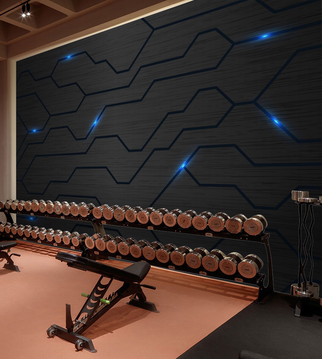 Abstract Cyberpunk Wallpaper - Blue and Black Line Wall Mural ...