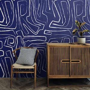 Navy Blue Minimalist Wallpaper - Blue Graffiti Wall Art - Modern ...