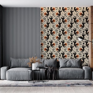 Boho Leopard Wallpaper - Boho Wall Mural for Living Room - Beige Wall ...