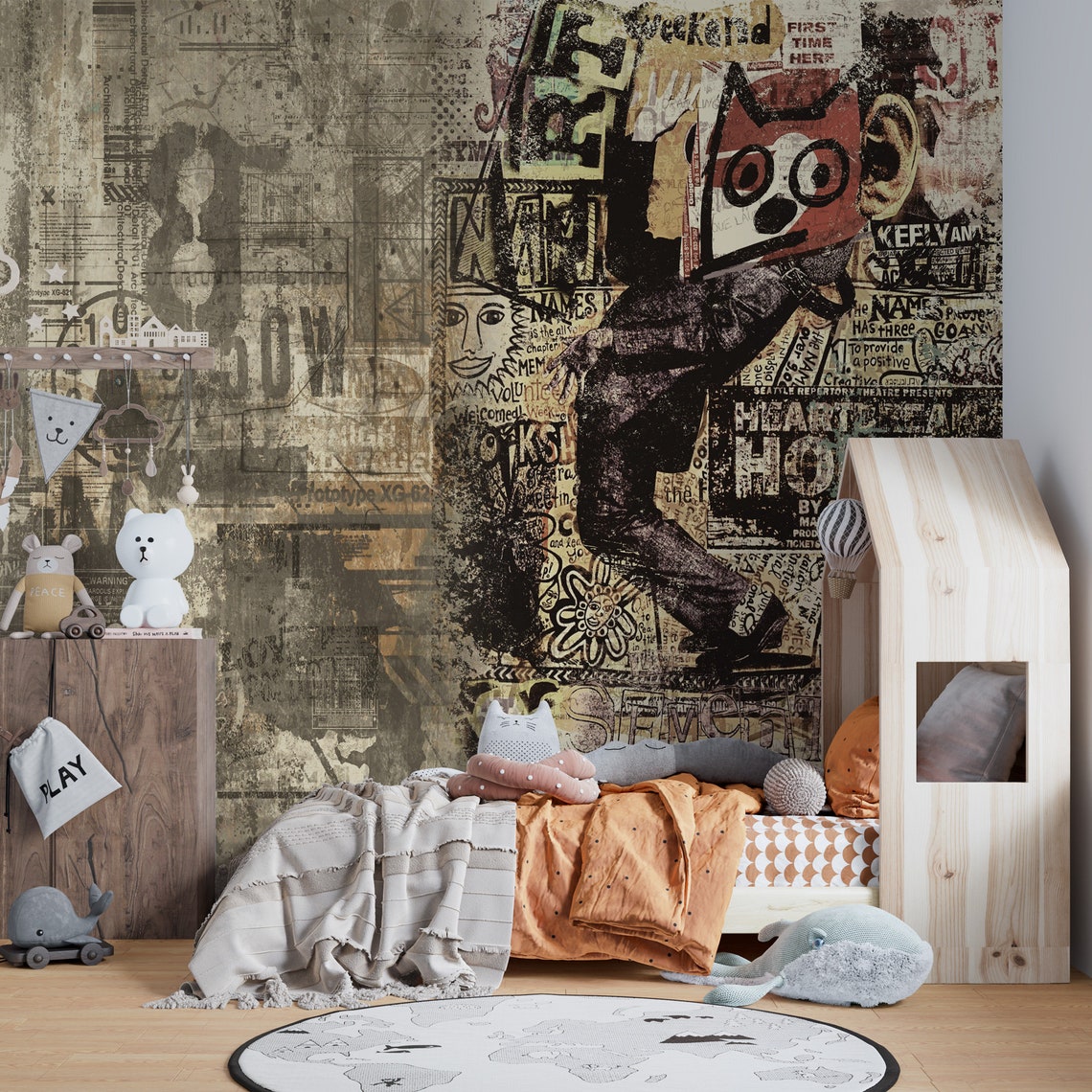 Urban Style Graffiti Wallpaper Grunge Street Art Wall Mural - Etsy