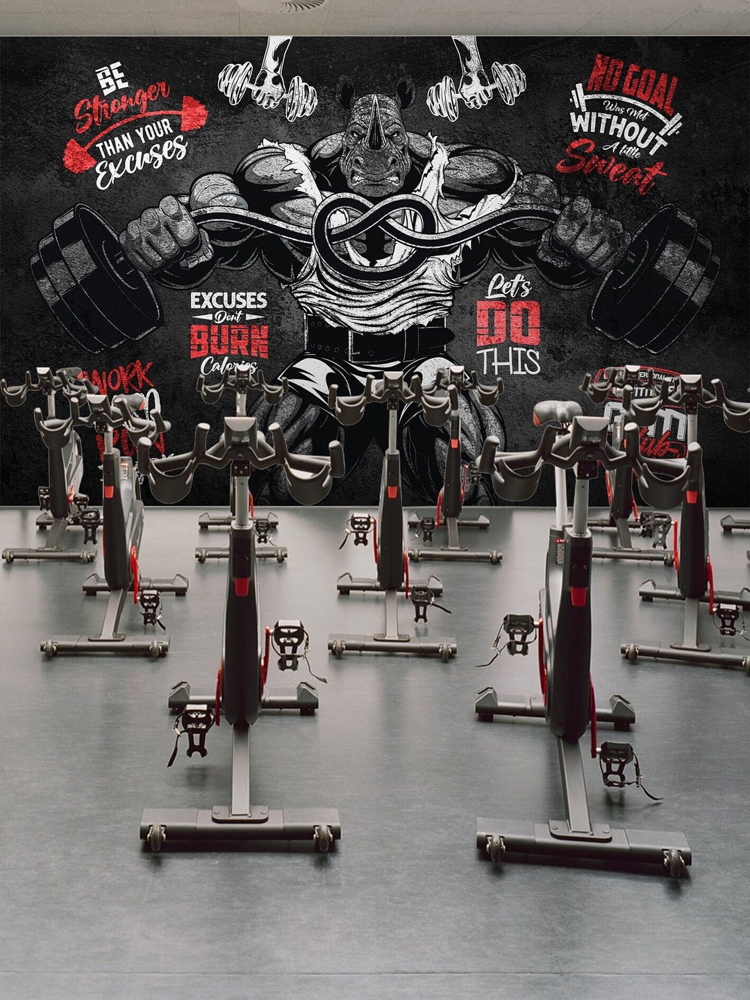Gym Graffiti Wallpaper: Fitness Center Wall Mural - Etsy