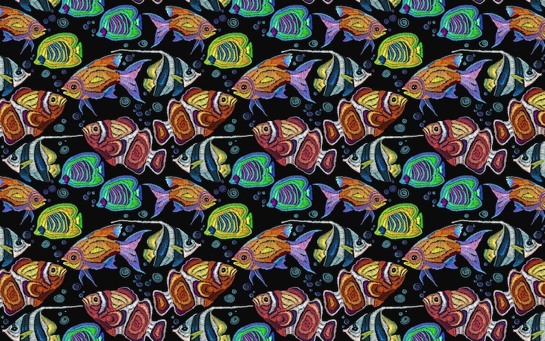 Colorful Fish Wallpaper With Black Background Aquarium Living - Etsy
