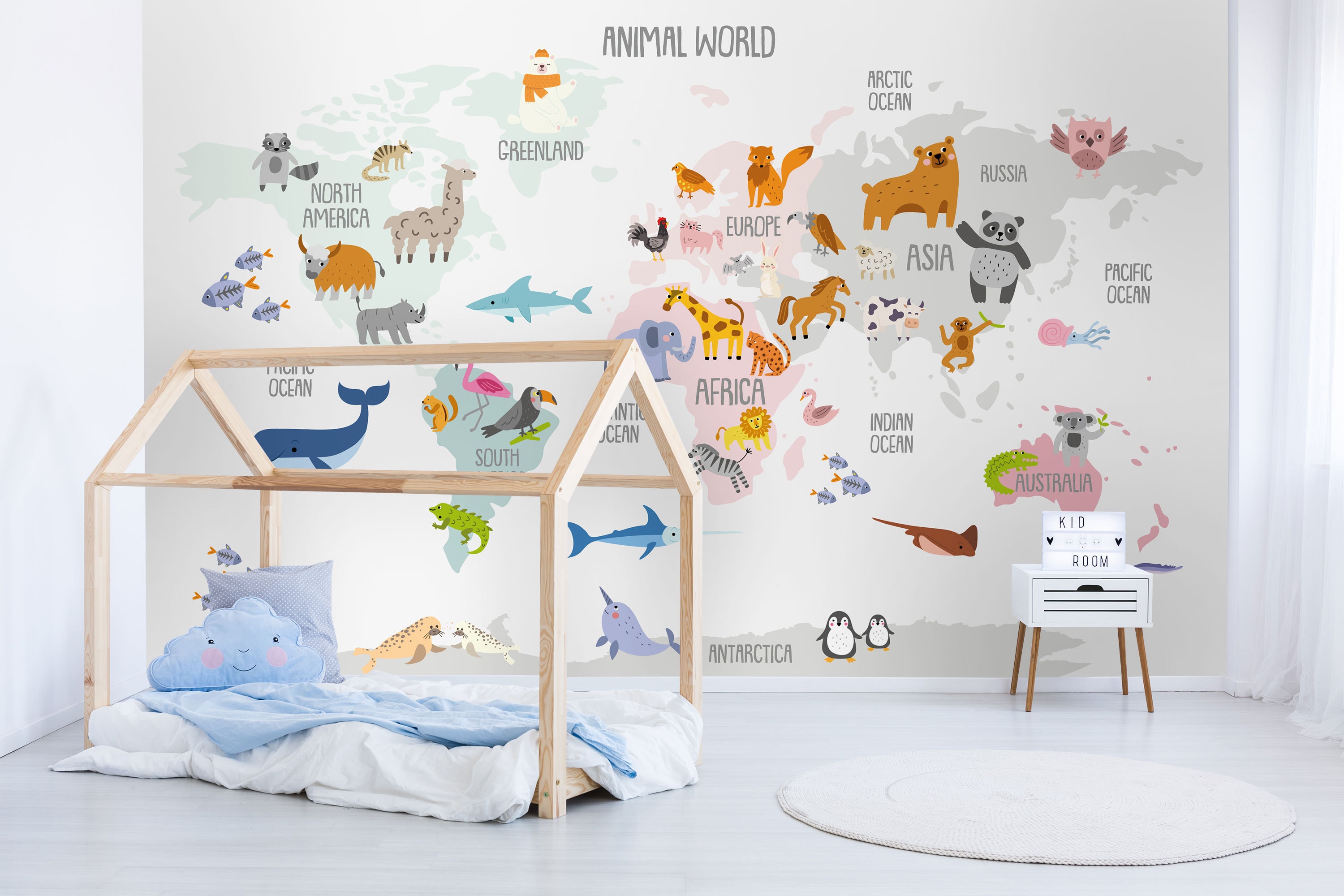 Pastel Color Educational World Map Kids Room Wallpaper Cute | Etsy Canada