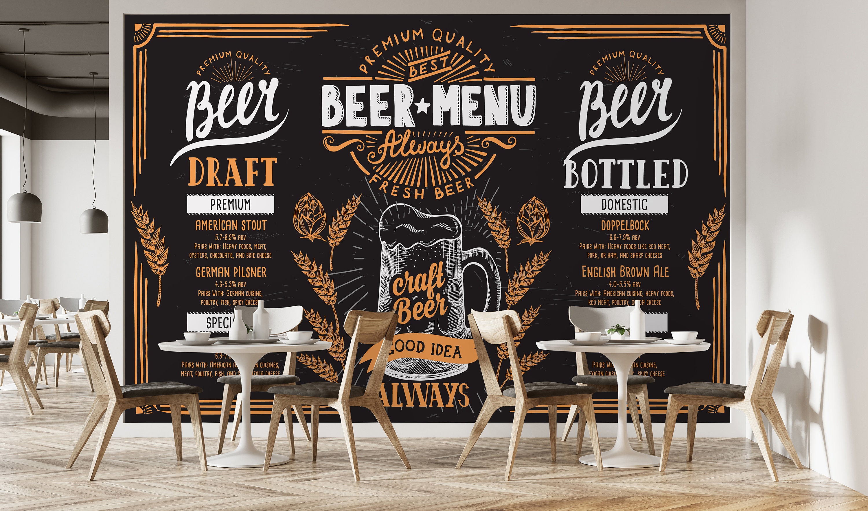 Craft Beer Bar Wallpaper Cafe Bistro Peel and Stick Wall | Etsy