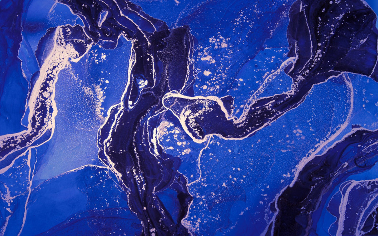 Blue Marble With Silver Veins Wallpaper Abstract Splash - Etsy