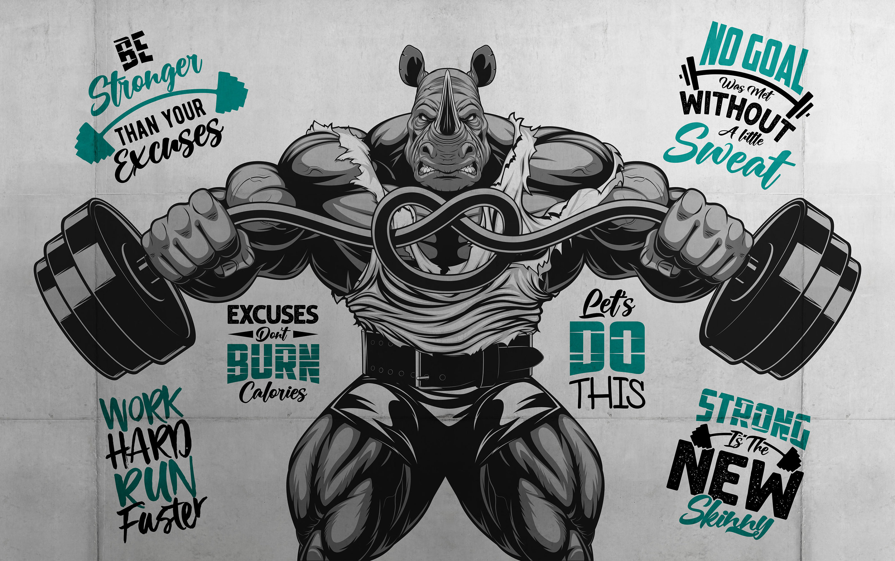 Gym Center Graffiti Wallpaper, Body Building Wall Mural, Fitness Center ...