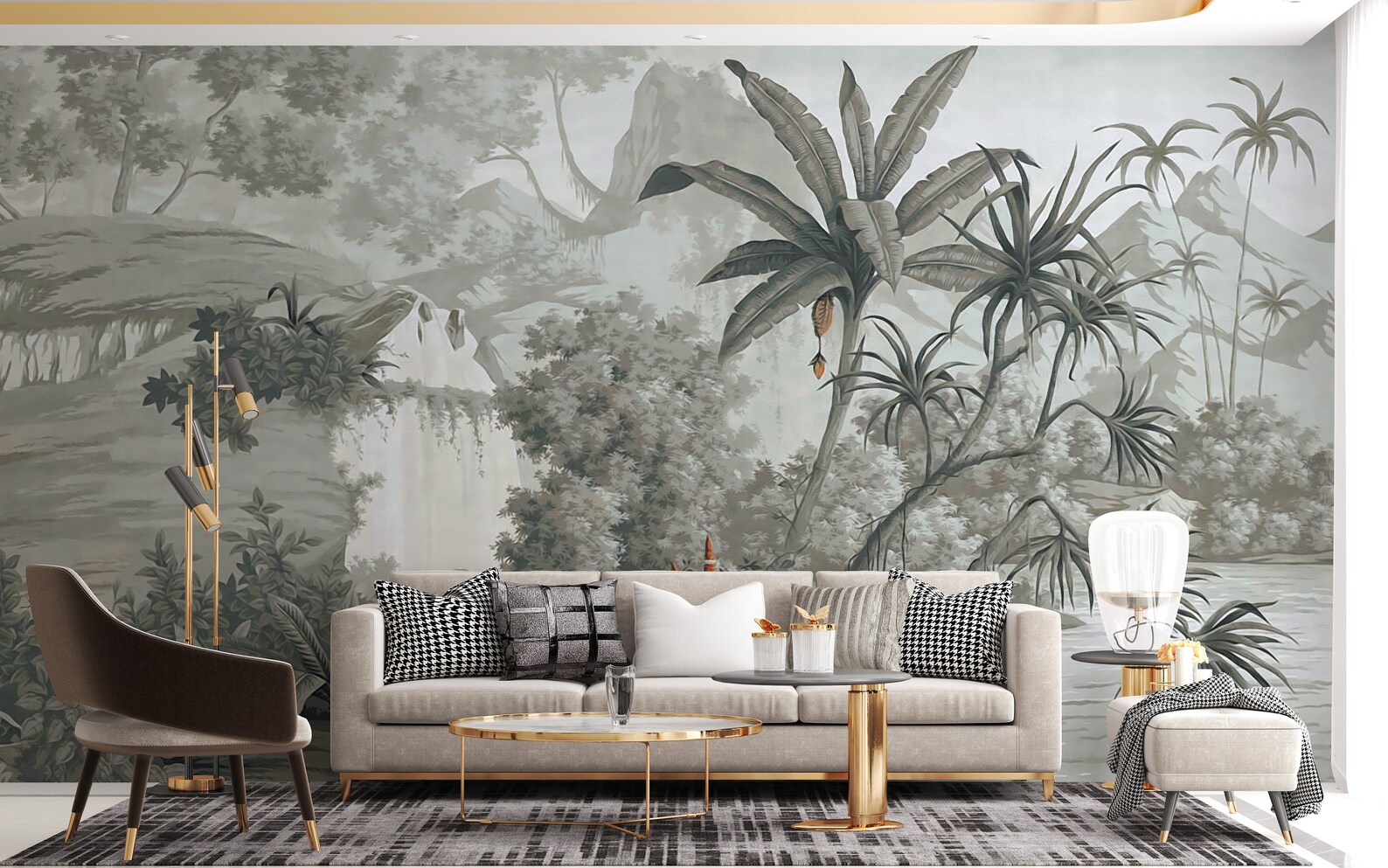 Forest Wallpaper Mural Sepia Wallpaper Tropical Wallpaper - Etsy