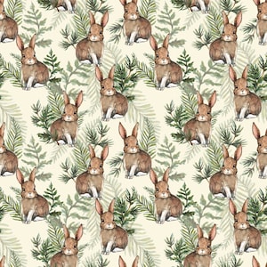 Woodland Bunny Kids Wallpaper, Pastel Color Cute Bunny Wall Mural ...