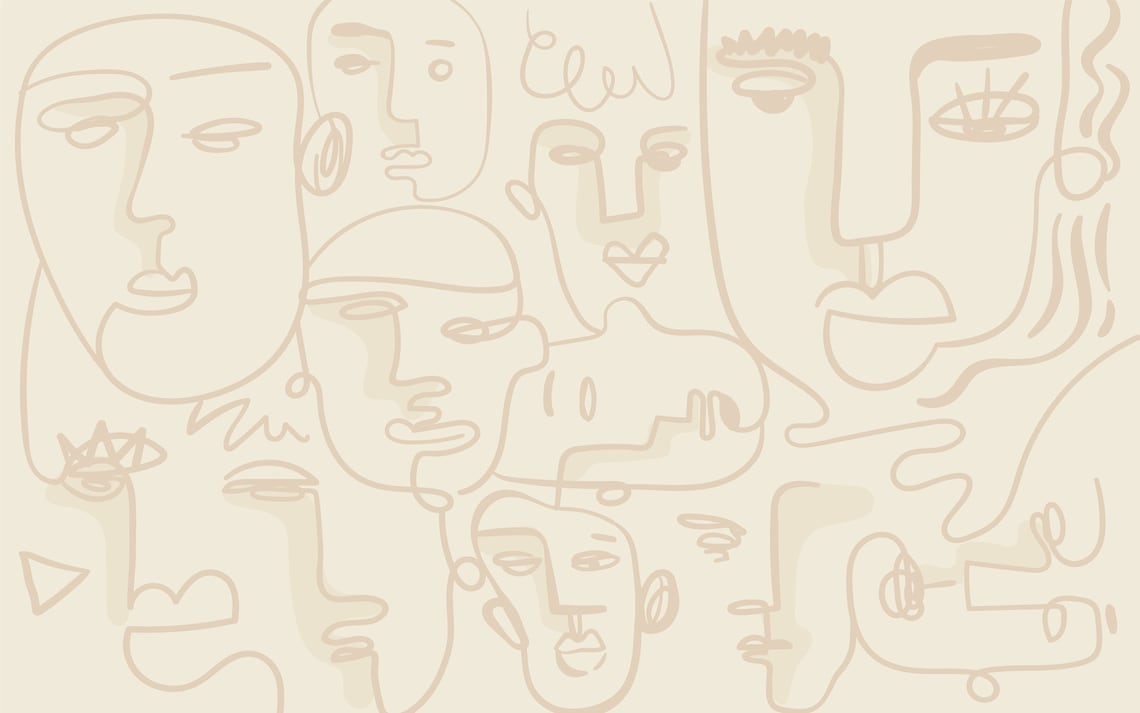 Abstract Face Wallpaper, Living Room Mural With Minimalist Style - Etsy