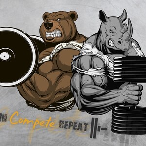 Gym Wallpaper Mural: Graffiti Bodybuilding Animals - Etsy