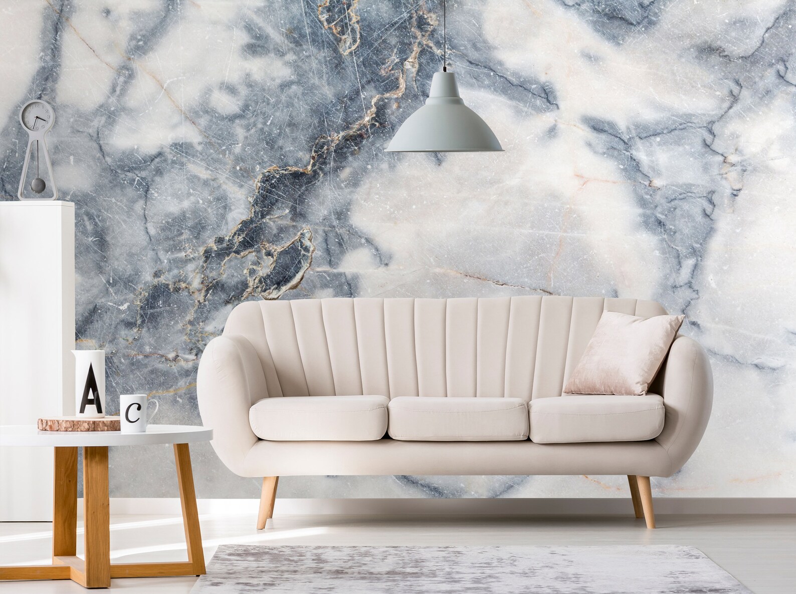 Marble Wallpaper Laundry Room Wallpaper Blue Wallpaper - Etsy