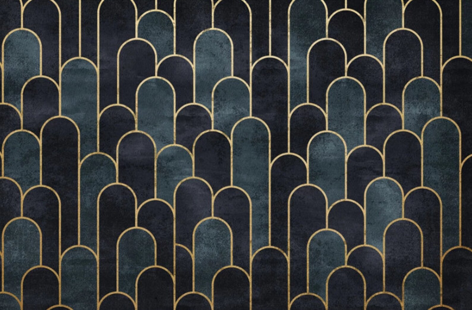 Dark Background Gold Arches Wallpaper Lines Living Room | Etsy