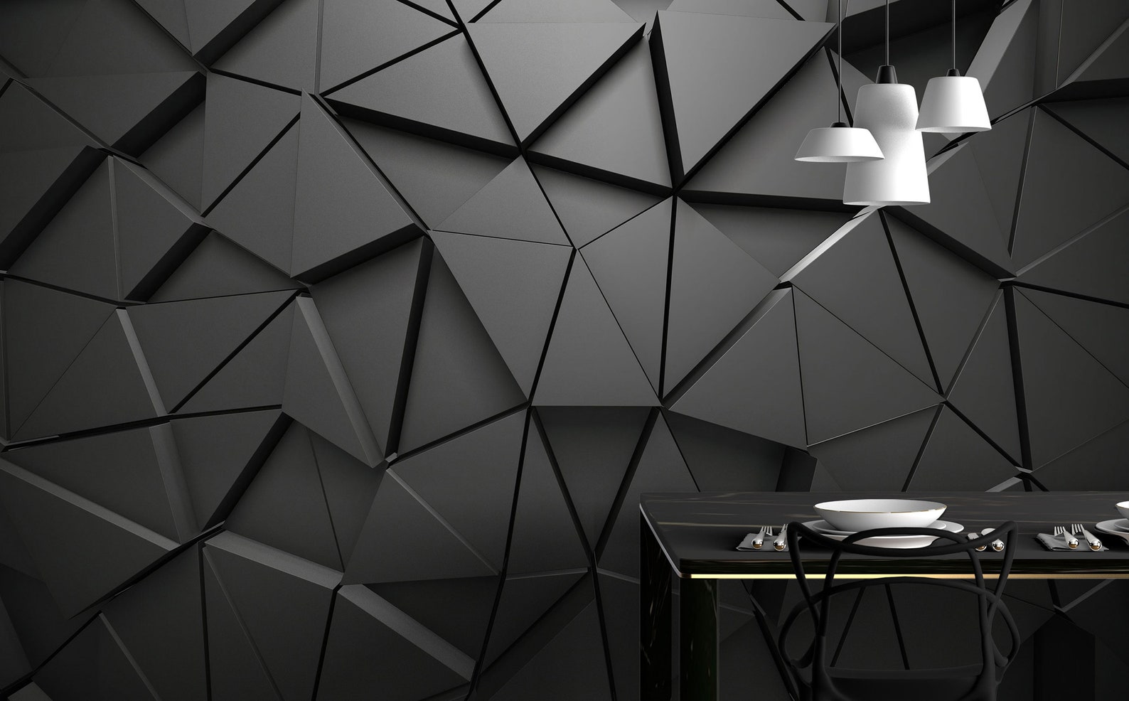 Abstract Dark Geometric Shapes Wallpaper Living Room Wallmural | Etsy