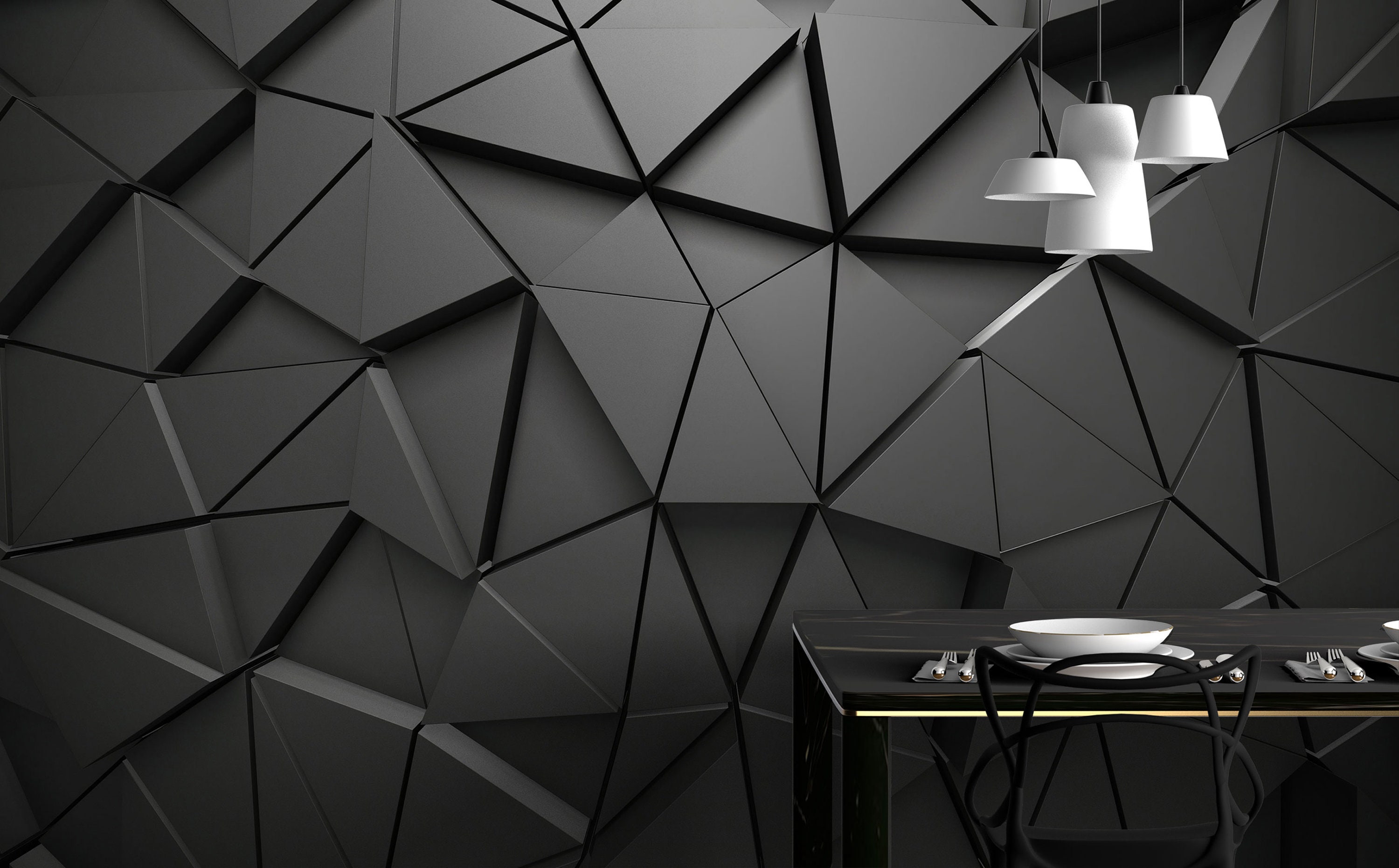 Abstract Dark Geometric Shapes Wallpaper Living Room Wallmural | Etsy