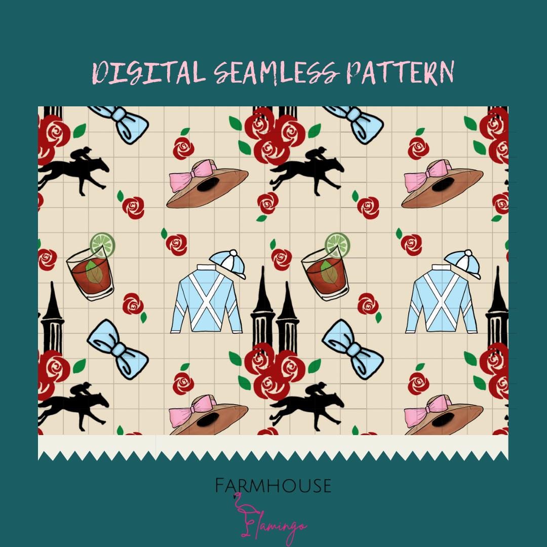 Kentucky Horses and Burbon Seamless Pattern - Etsy