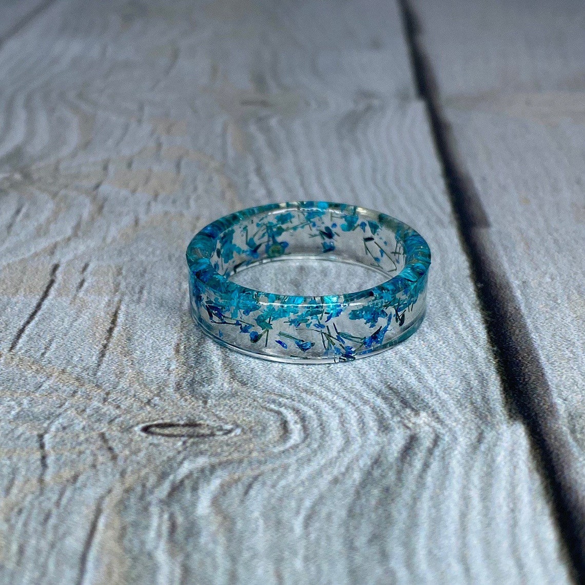 Blue Flower Ring Pressed Flower Ring Real Flower Ring Resin - Etsy