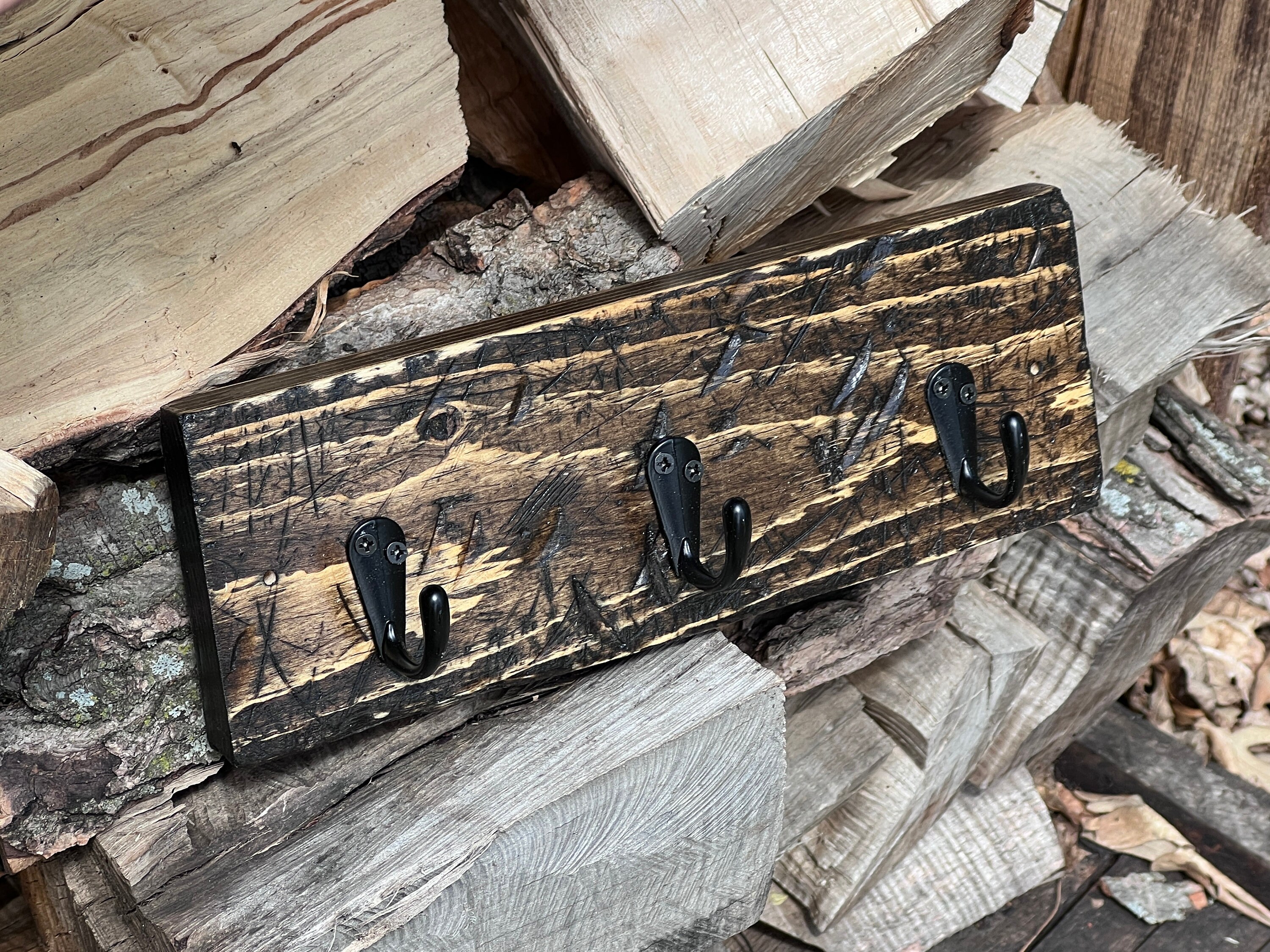 Rustic Wood Key Rack, Entryway Key Holder - Etsy