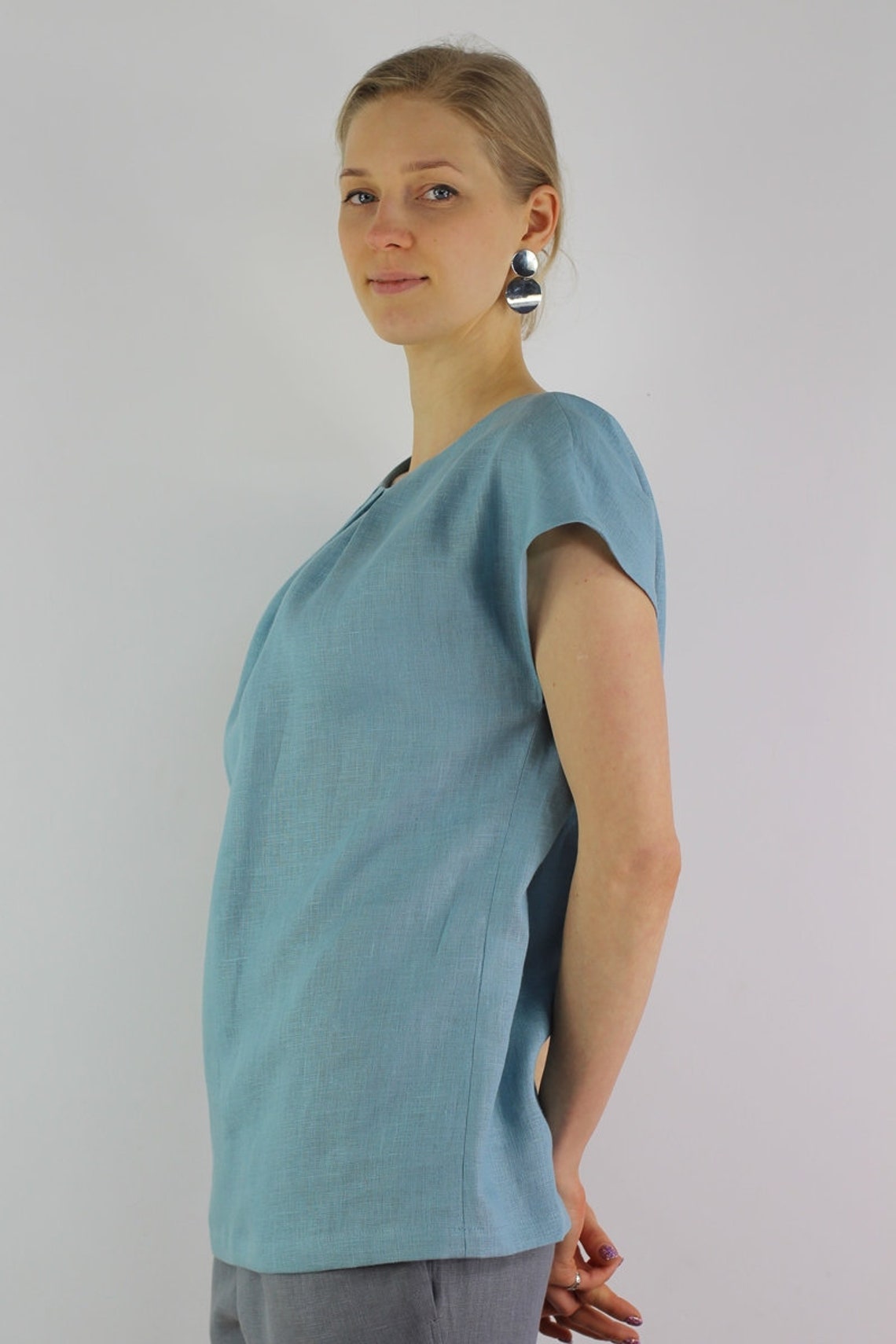 Made to Measure 100% Linen Blouse / Linen Top for Women / Purple Top ...