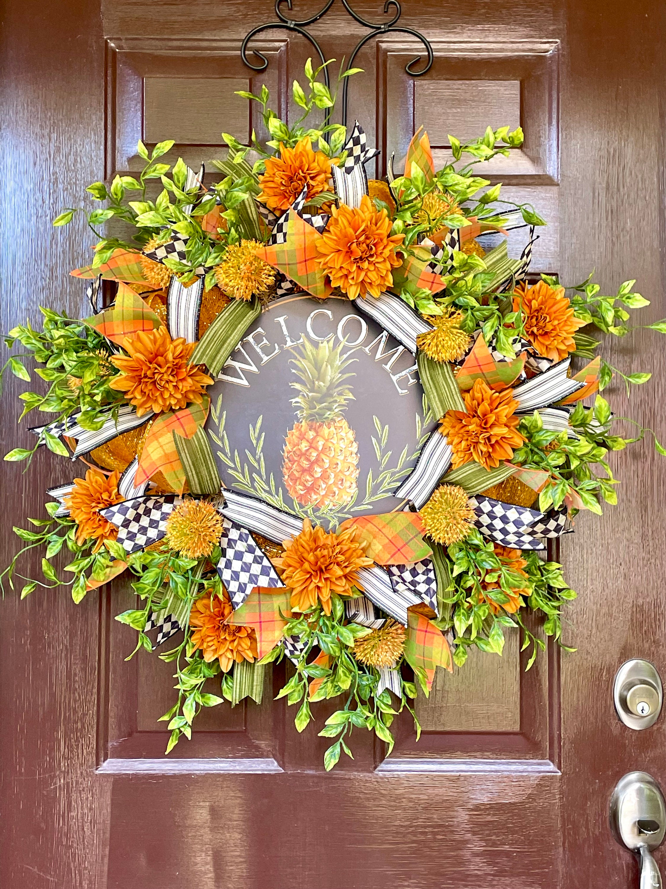 Pineapple Welcome Wreath for Front Door Large Everyday Wreath - Etsy