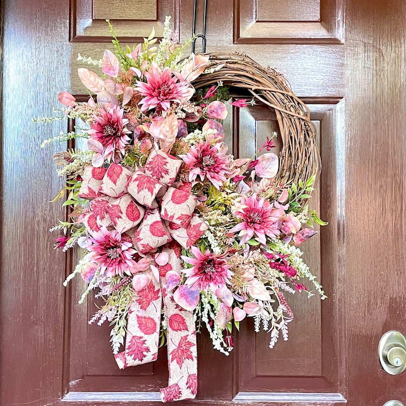 Pink Fall Wreath - Etsy