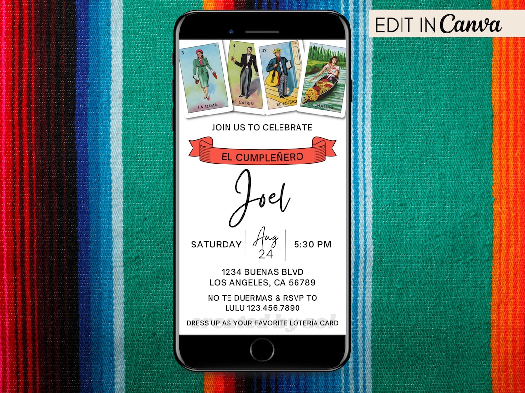 Loteria Theme Party Invitation, Mexican Lotería Fiesta Invite ...
