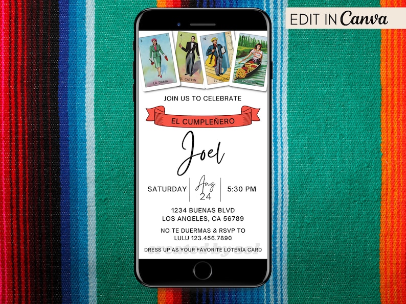 Loteria Theme Party Invitation, Mexican Lotería Fiesta Invite ...