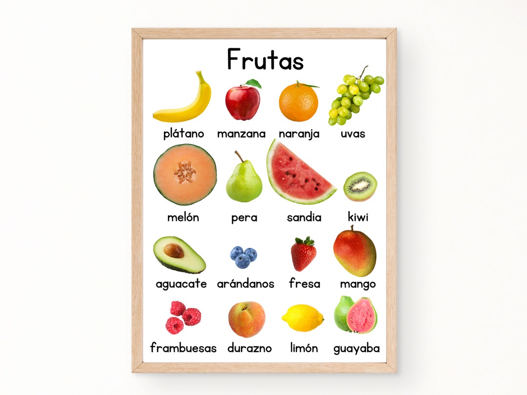Spanish Educational Fruits Poster, Food Montessori, Bilingual ...