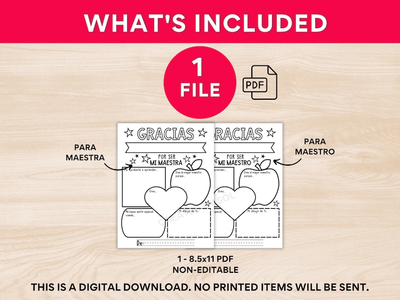 SPANISH Teacher Appreciation Printable Teacher Appreciation Week Gift ...