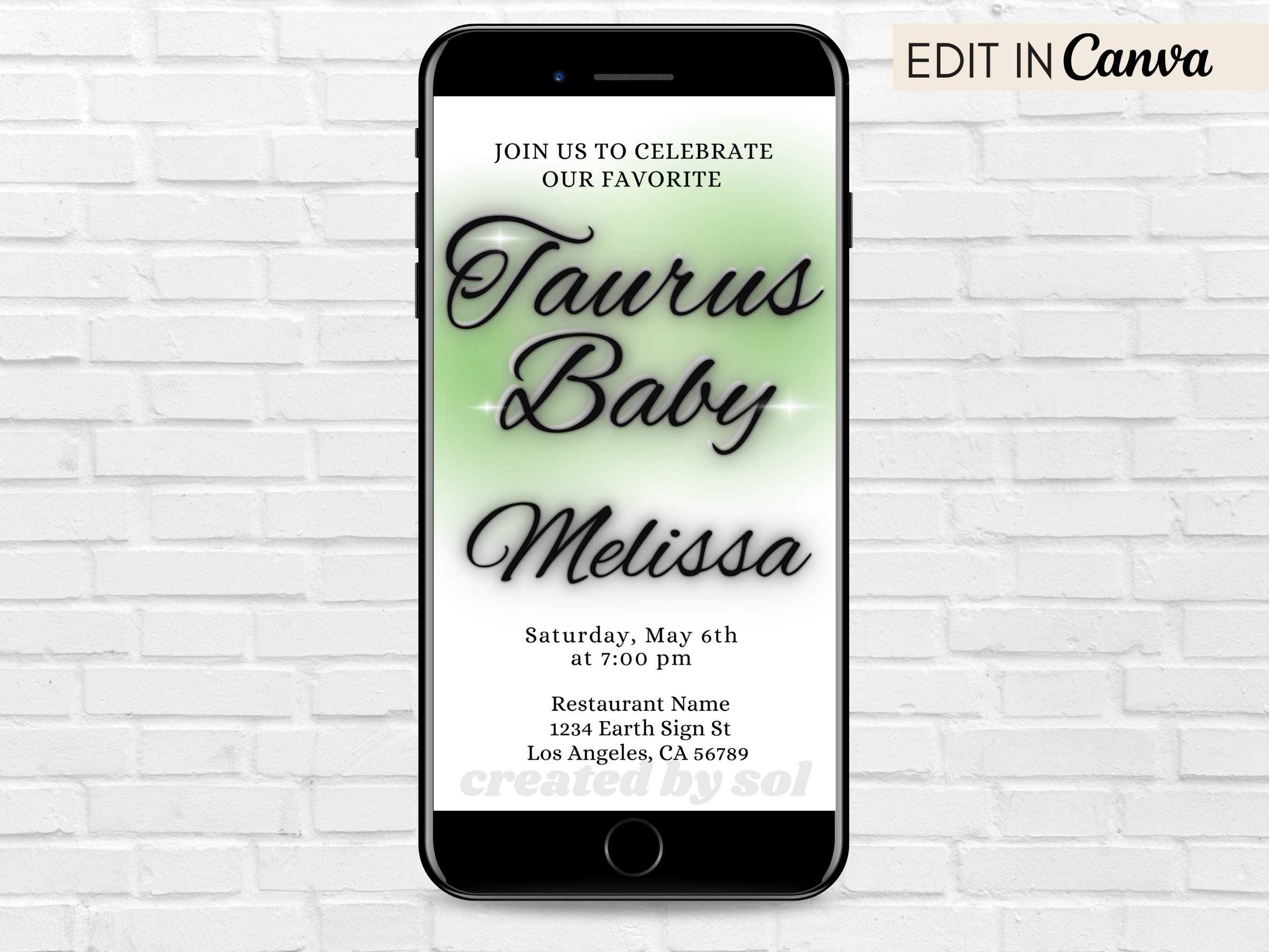 Taurus Season Birthday Digital Invitation, Taurus Zodiac Astrology ...