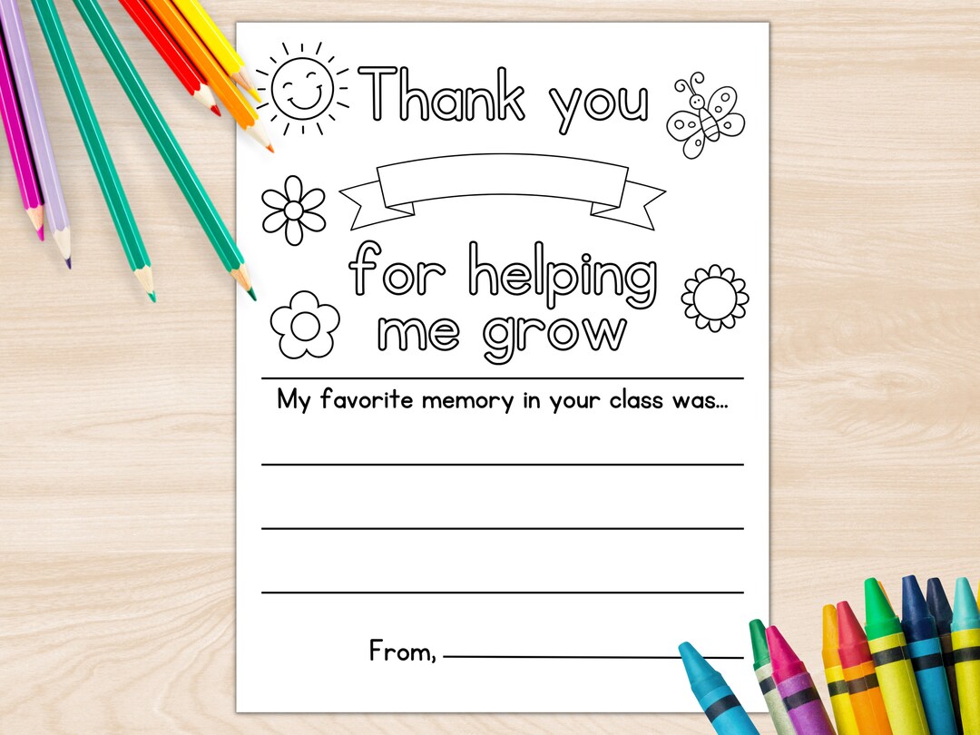 Teacher Appreciation Coloring Page Printable, Teacher Thank You Card ...