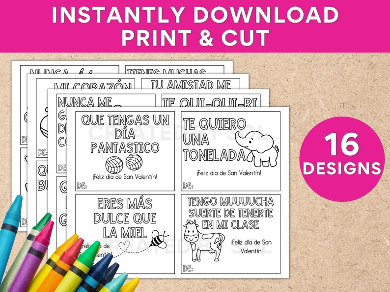 Spanish Valentine's Day Printable Cards, Valentine Coloring Cards ...