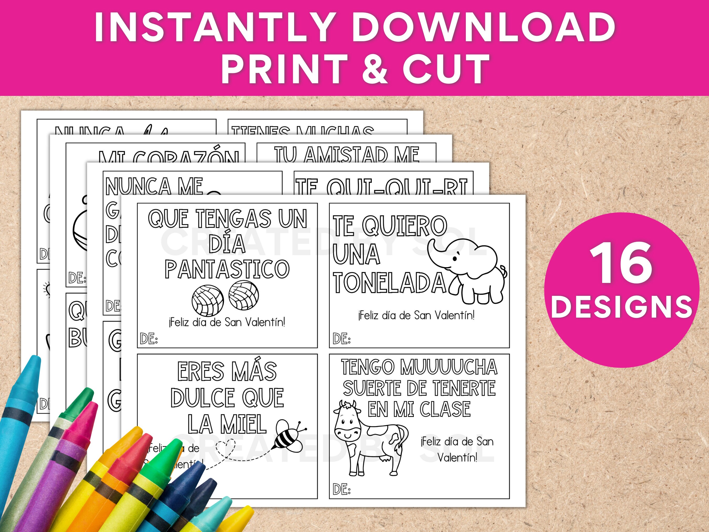 Spanish Valentine's Day Printable Cards, Valentine Coloring Cards ...