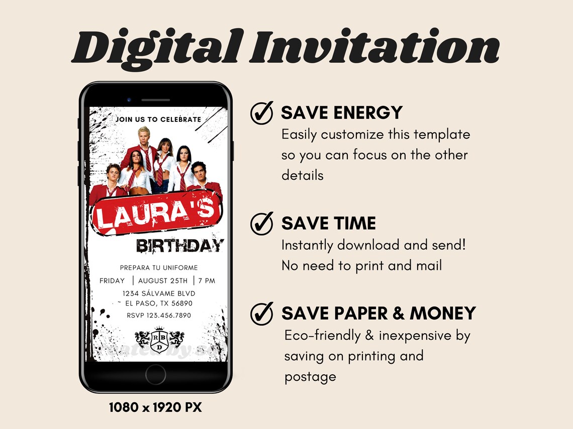 Rebelde Birthday Party Invitation RBD Party Invite - Etsy